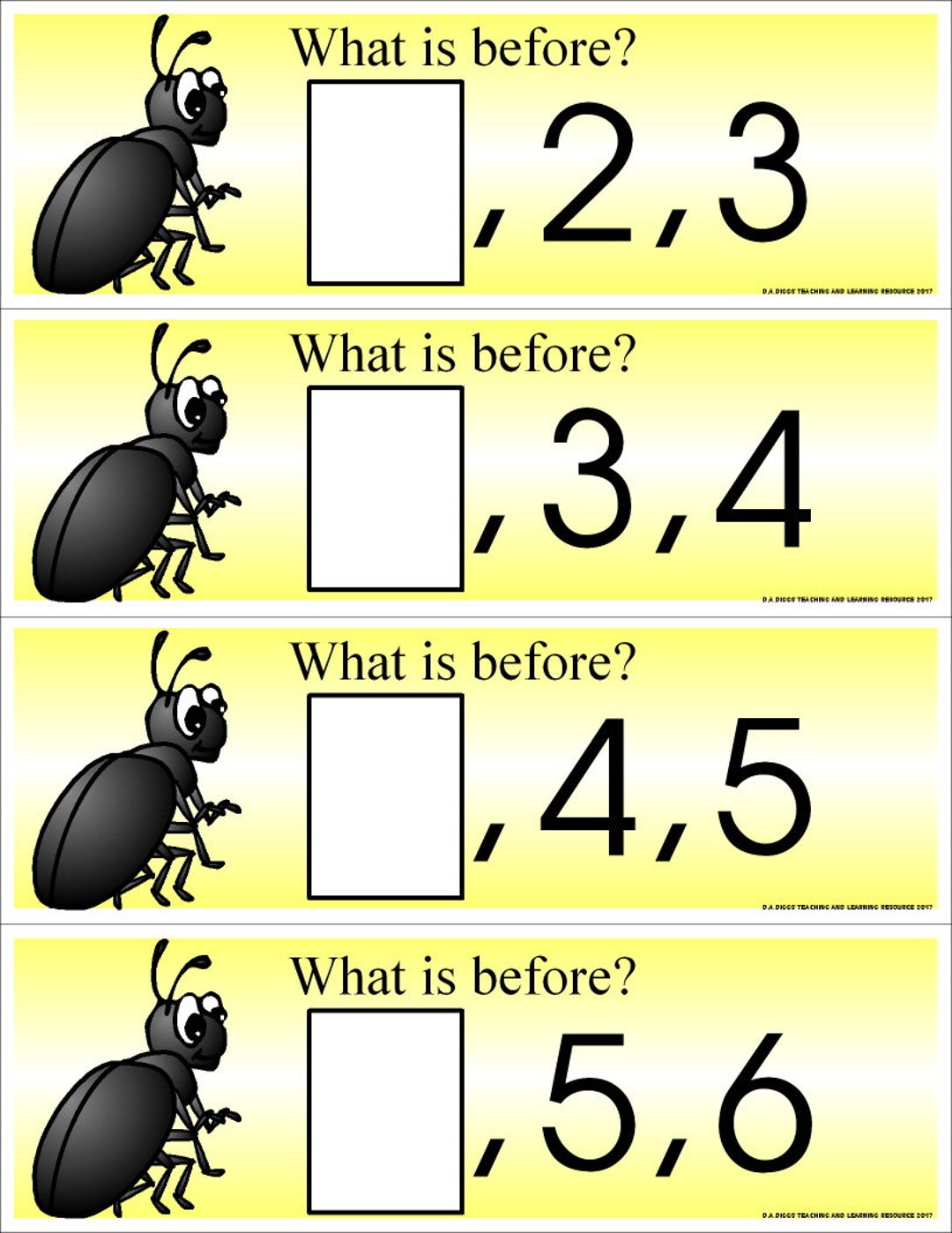 INSTANT DOWNLOAD - Beetle Bug - Numbers What Comes Next -activity for ...