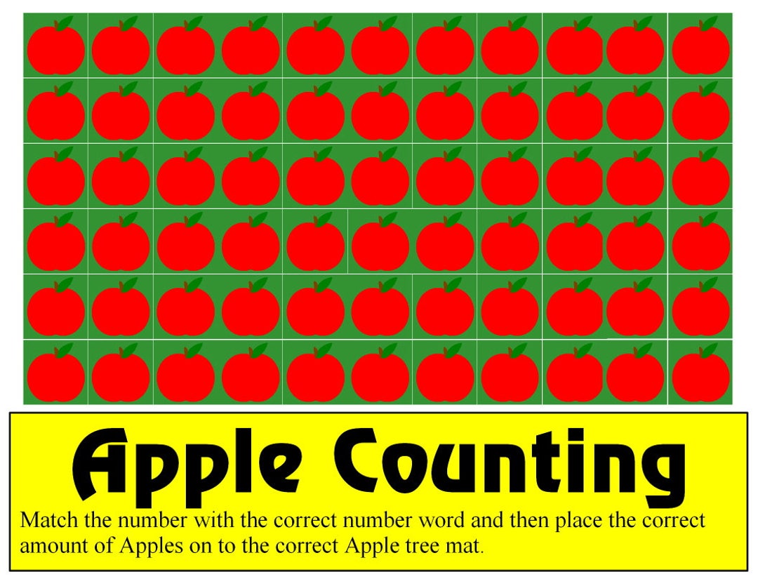 Apple Counting Activity Set: Preschool & Kindergarten Learning (instant ...