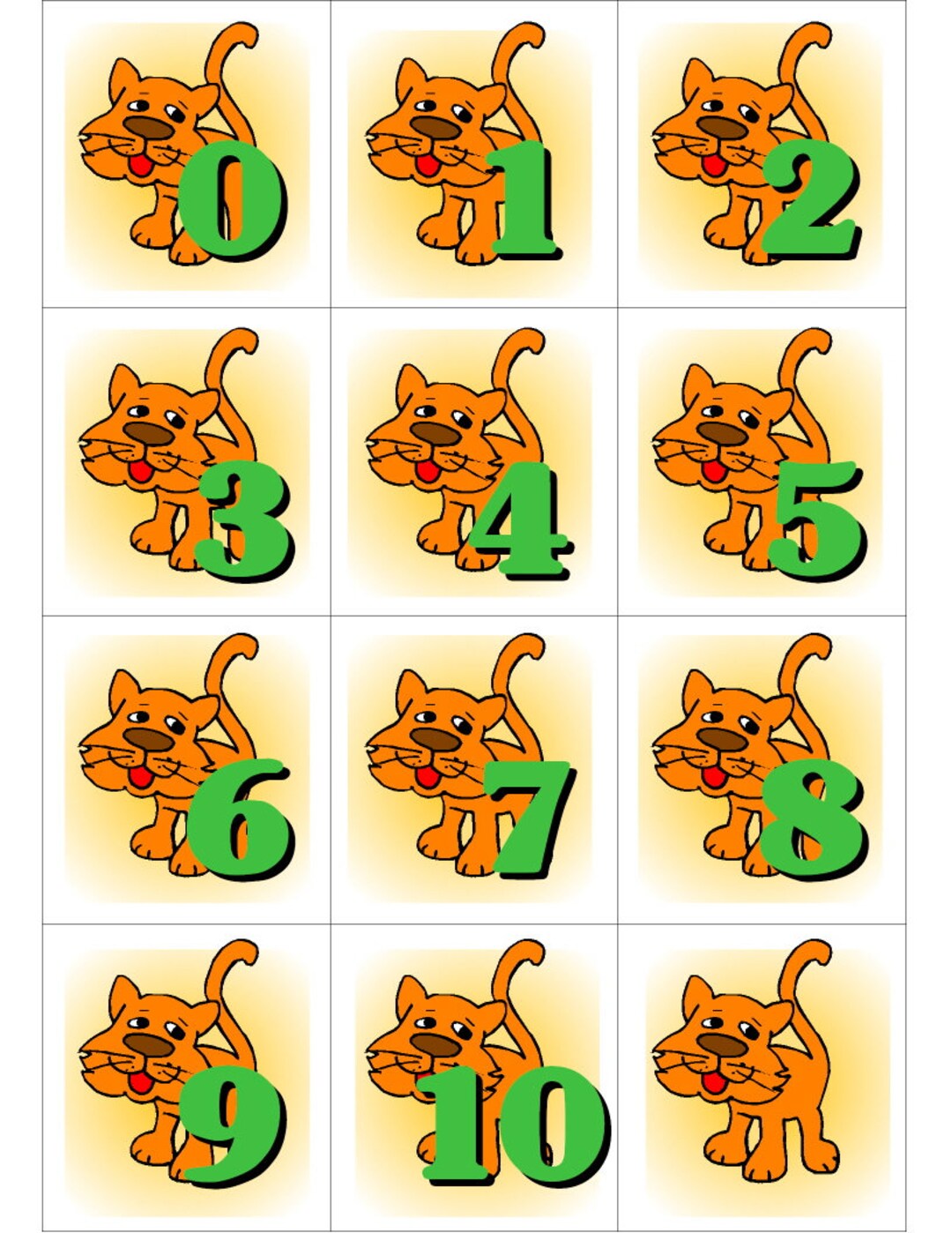 Kitten Number Cards 0-10: Preschool Learning (instant Download) - Etsy