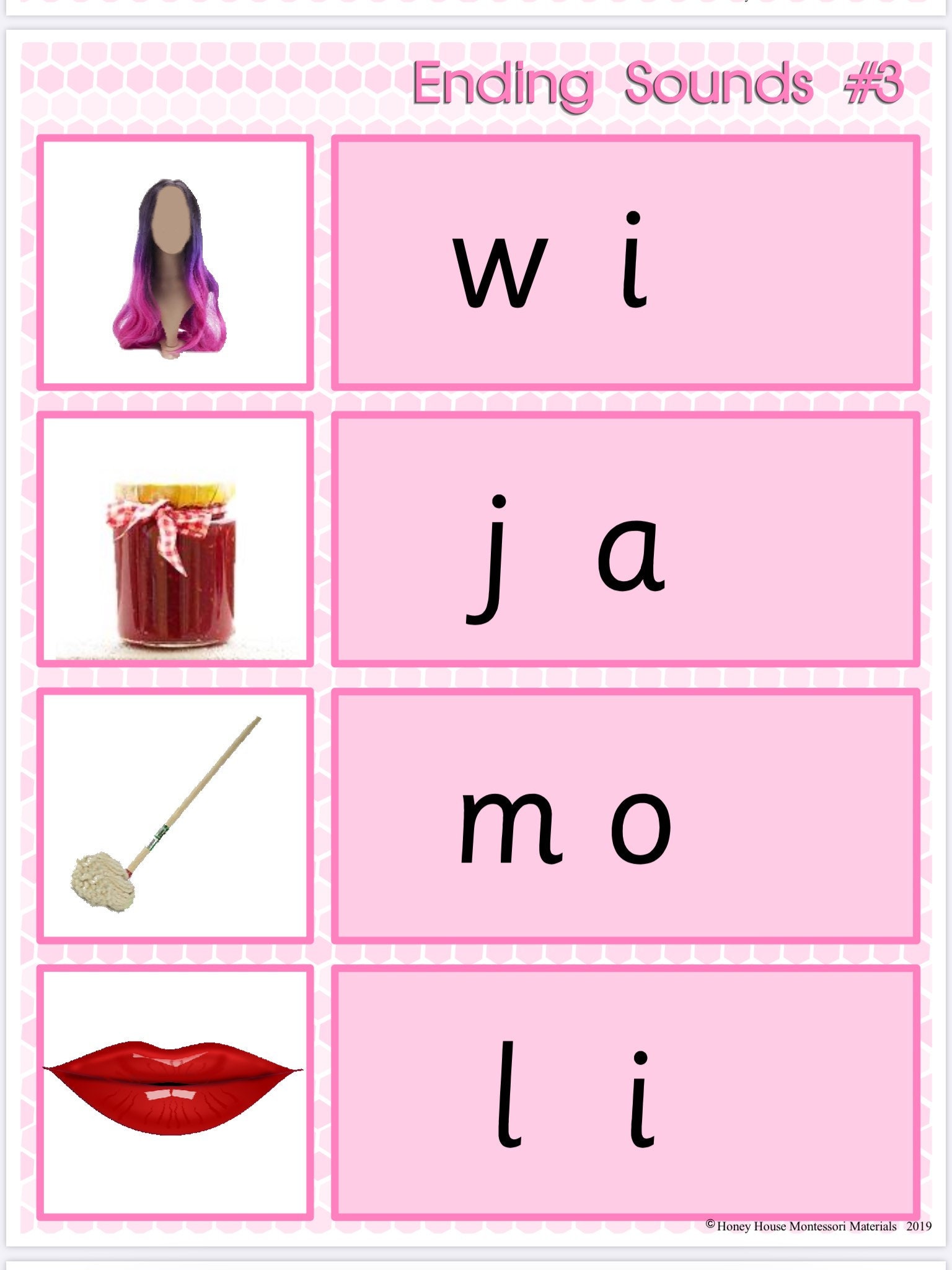 PINK SERIES | Montessori Activity - Ending Sounds | Educational ...