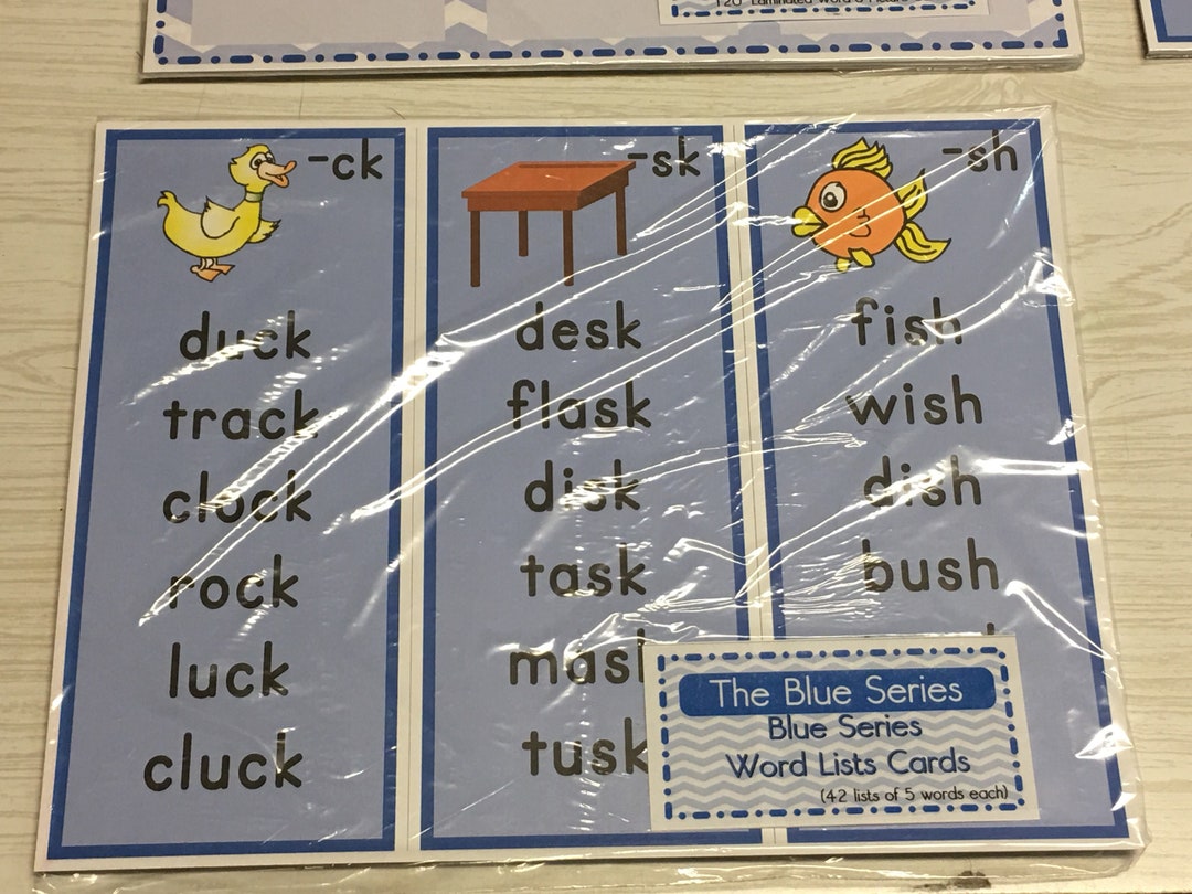 The Blue Series - Word Lists (42 Lists of 6 Words Each) - Montessori ...