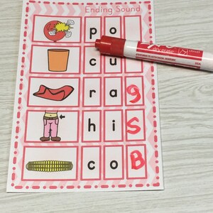 The Pink Series - Ending Sound Set (20 Wipewriter Cards ) - Montessori ...