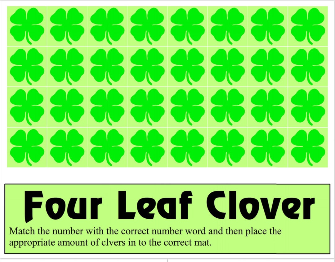 Four Leaf Clover Game: Preschool Learning Activity (instant Download ...