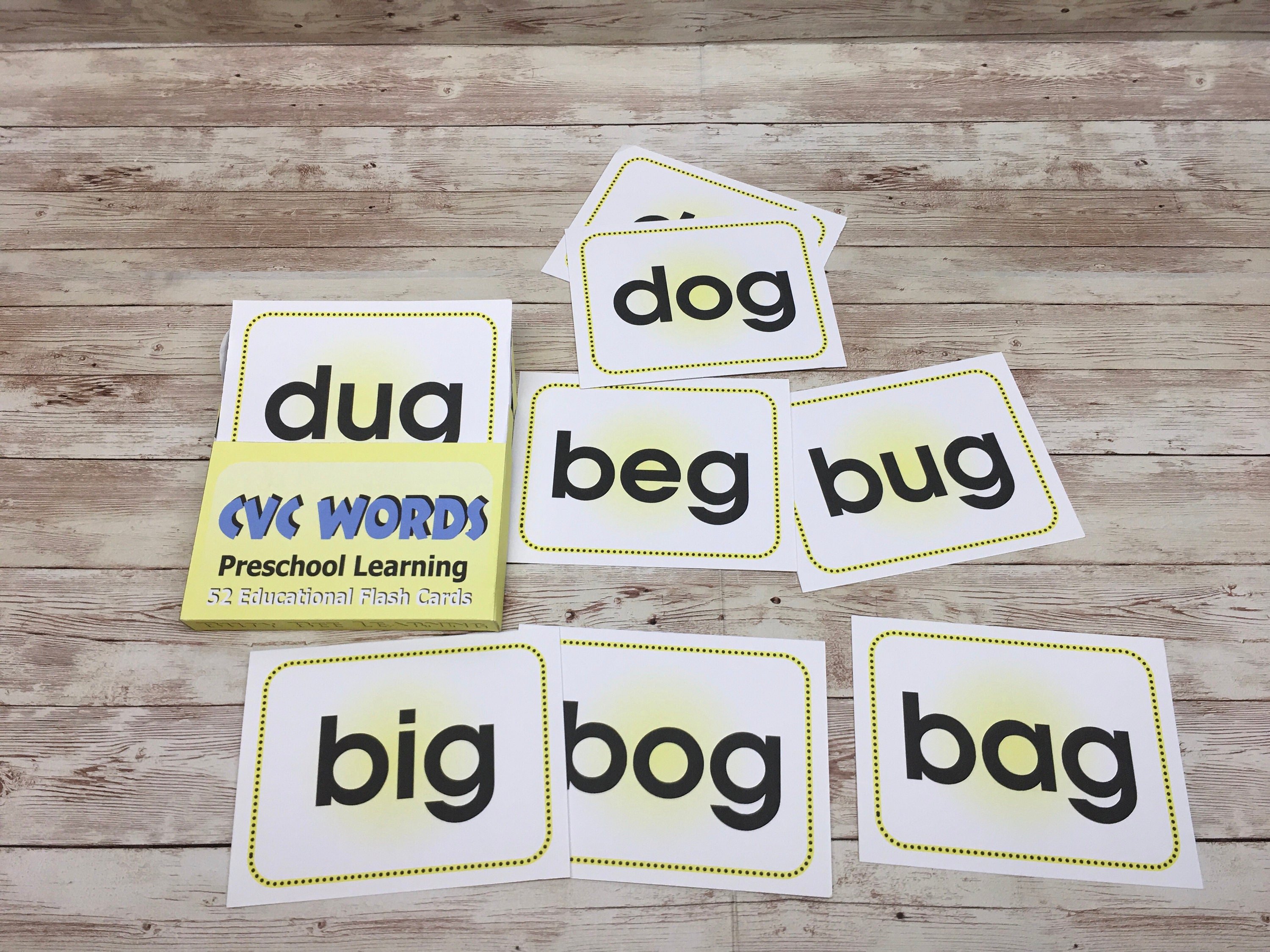 CVC Words Busy Bee Preschool Learning 52 Educational Flash Cards - Etsy