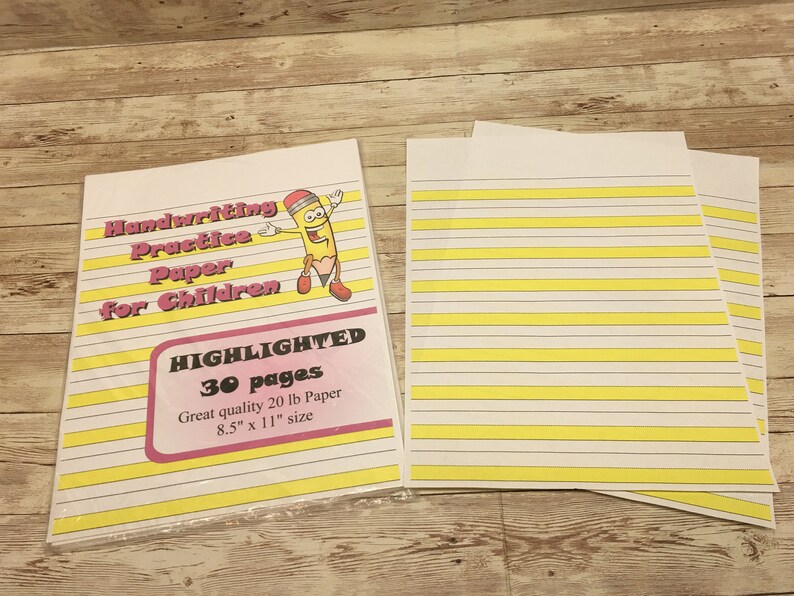 Highlighted Handwriting Paper for Children - Etsy