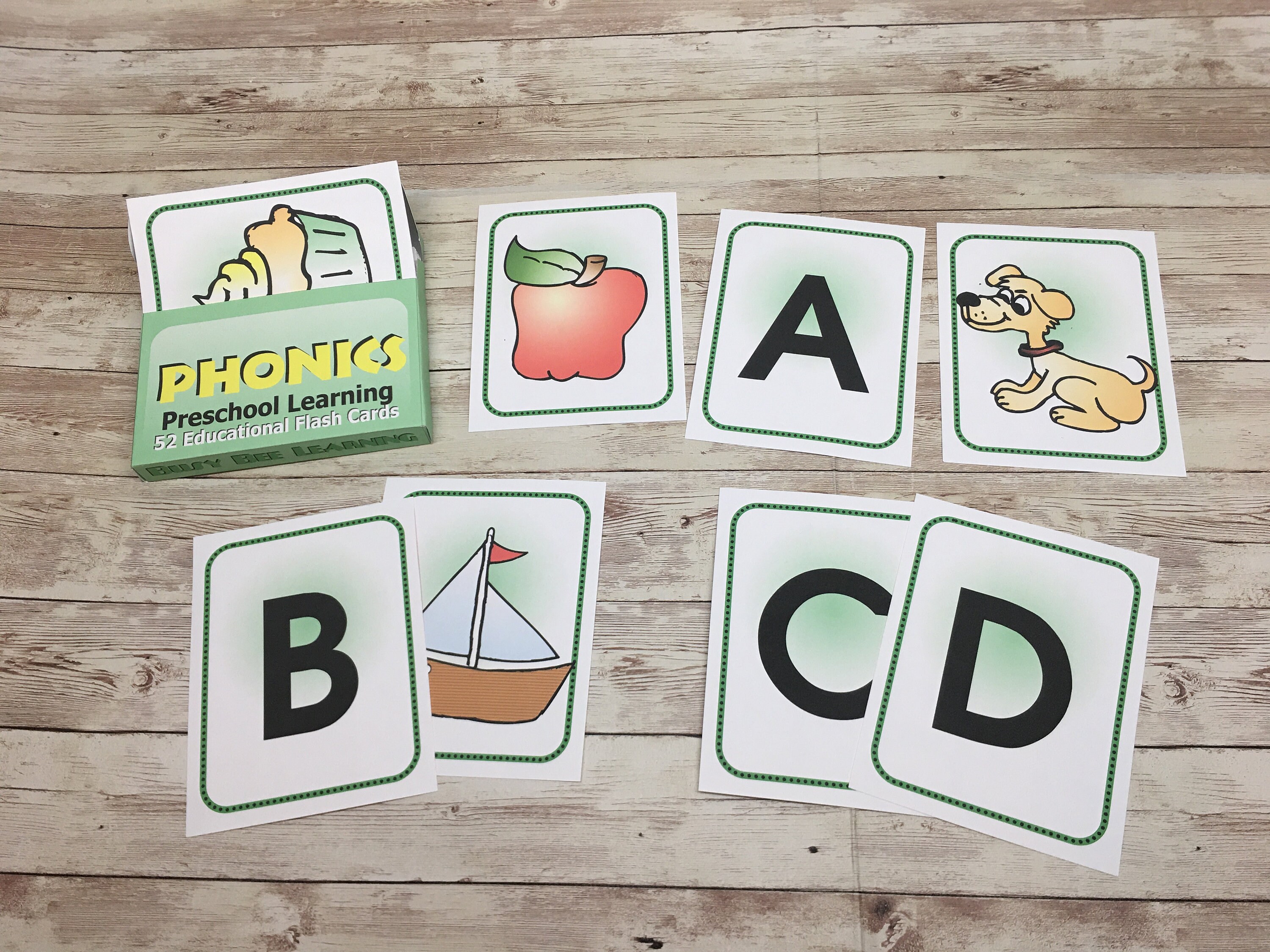 Phonics Busy Bee Preschool Learning 52 Educational Flash Cards - Etsy