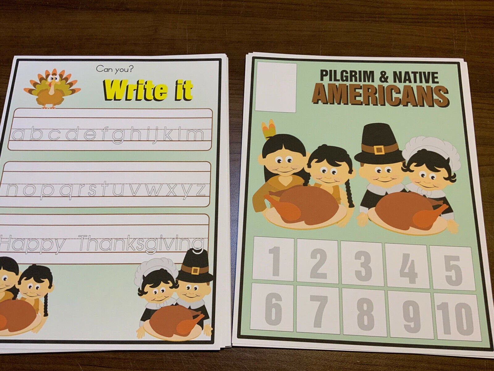 Pilgrims and Native Americans Themed Activities Package for Learning ...
