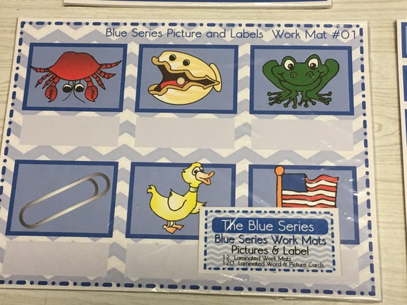 The Blue Series Picture & Word Label Work Mats Montessori | Etsy