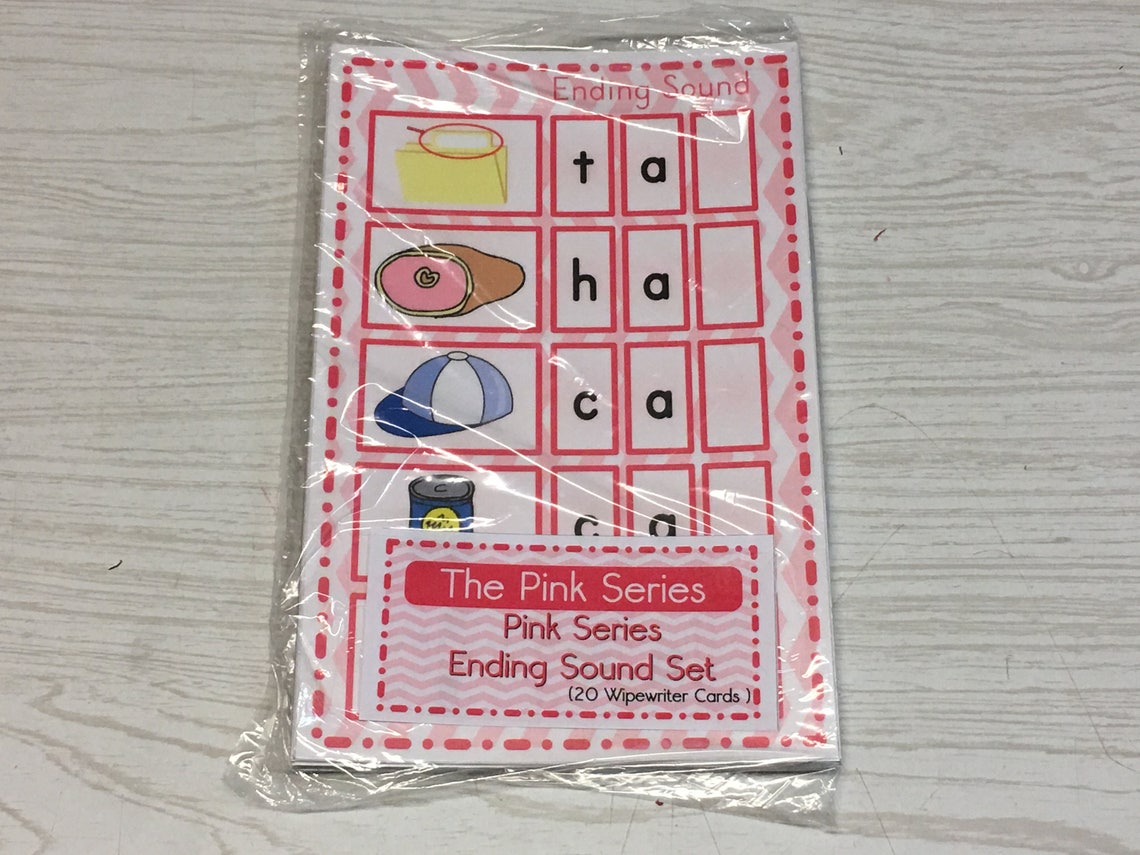 The Pink Series Ending Sound Set 20 Wipewriter Cards Montessori ...