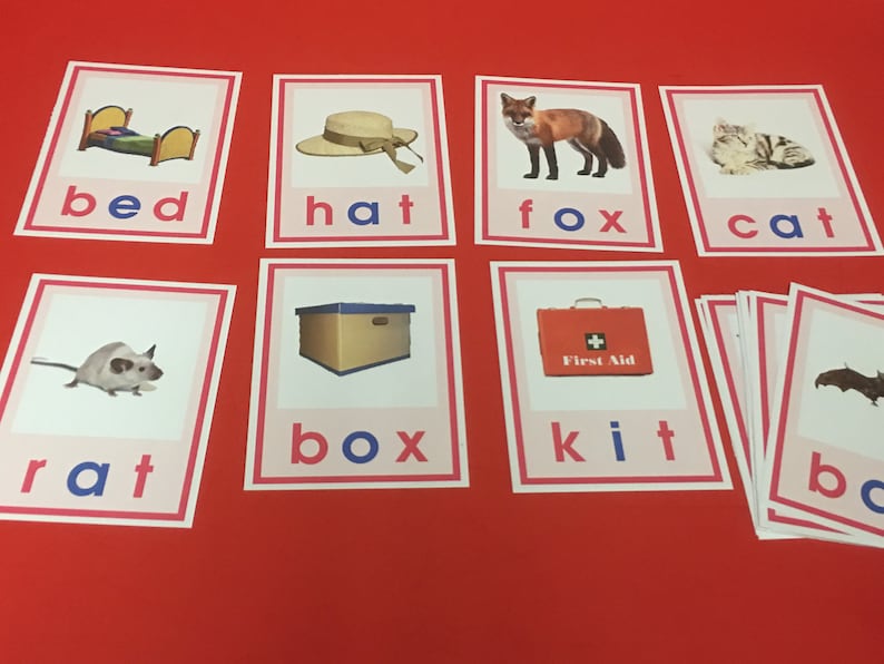 Pink Series Montessori - CVC WORDS & PICTURE - 40 Laminated Card Set - Etsy