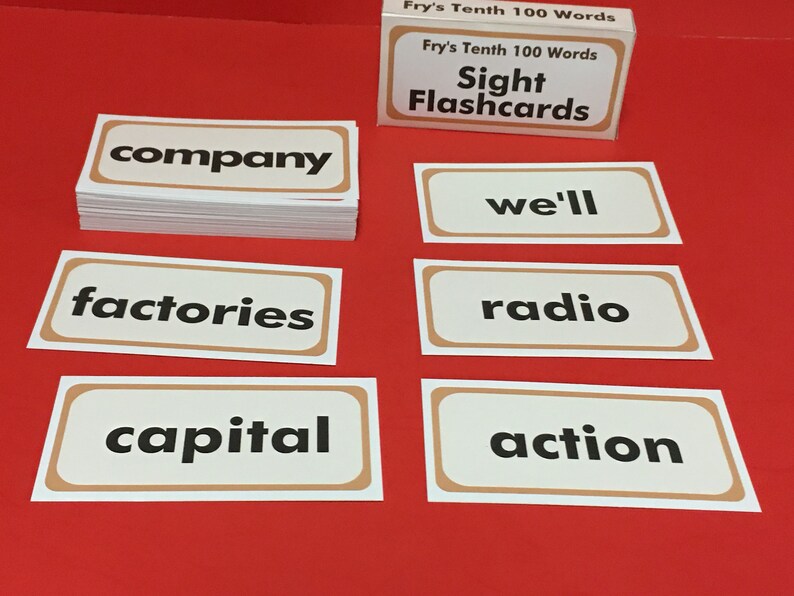 100 Flashcards - Fry”s Sight Words - 10th Hundred Words Flash Cards - Etsy