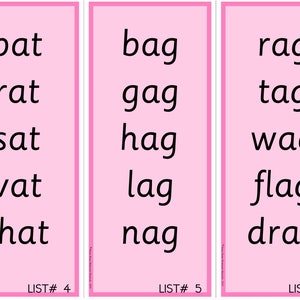 PINK SERIES Montessori Activity Word List Educational Material ...
