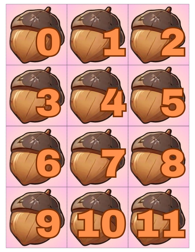 INSTANT DOWNLOAD - Acorns - Numbers 0-31 Pocket Chart Cards - CALENDAR ...
