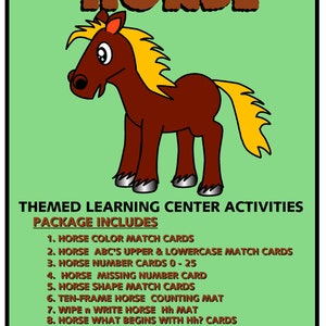 INSTANT DOWNLOAD - Horse - Themed Activities Package for Learning ...