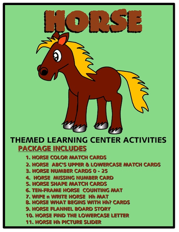 INSTANT DOWNLOAD Horse Themed Activities Package for | Etsy