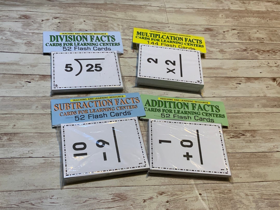 Math Combo Facts - Cards for Learning Center - 4 Sets Flash Cards ...
