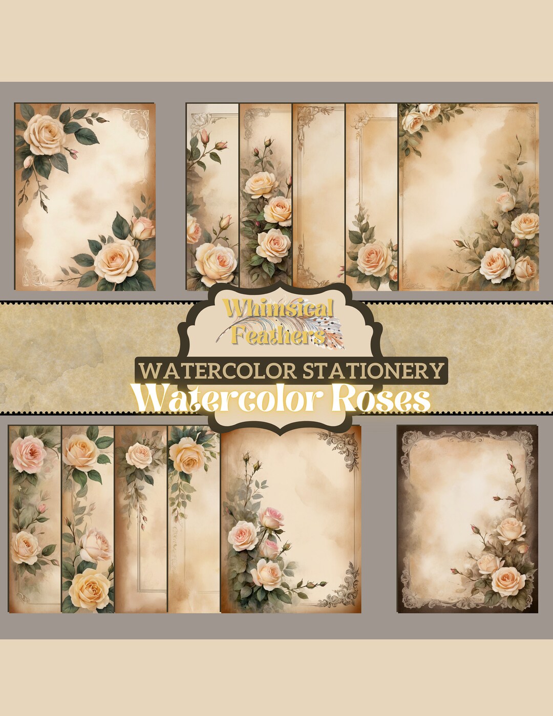 Watercolor Roses Letter Writing Bundle, Watercolors Printable ...