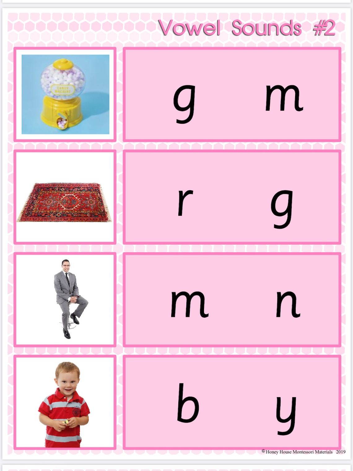 PINK SERIES Montessori Activity Vowel Sounds Educational - Etsy