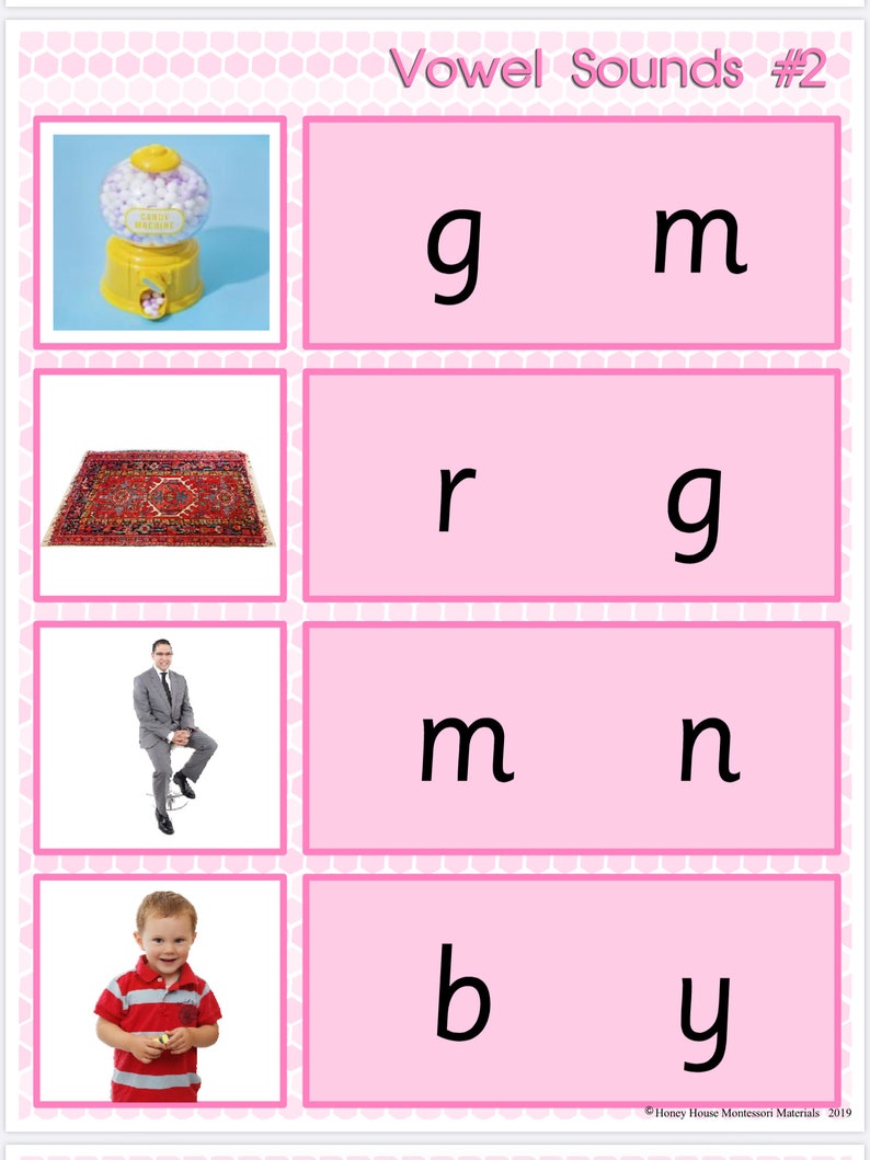 PINK SERIES Montessori Activity Vowel Sounds Educational - Etsy