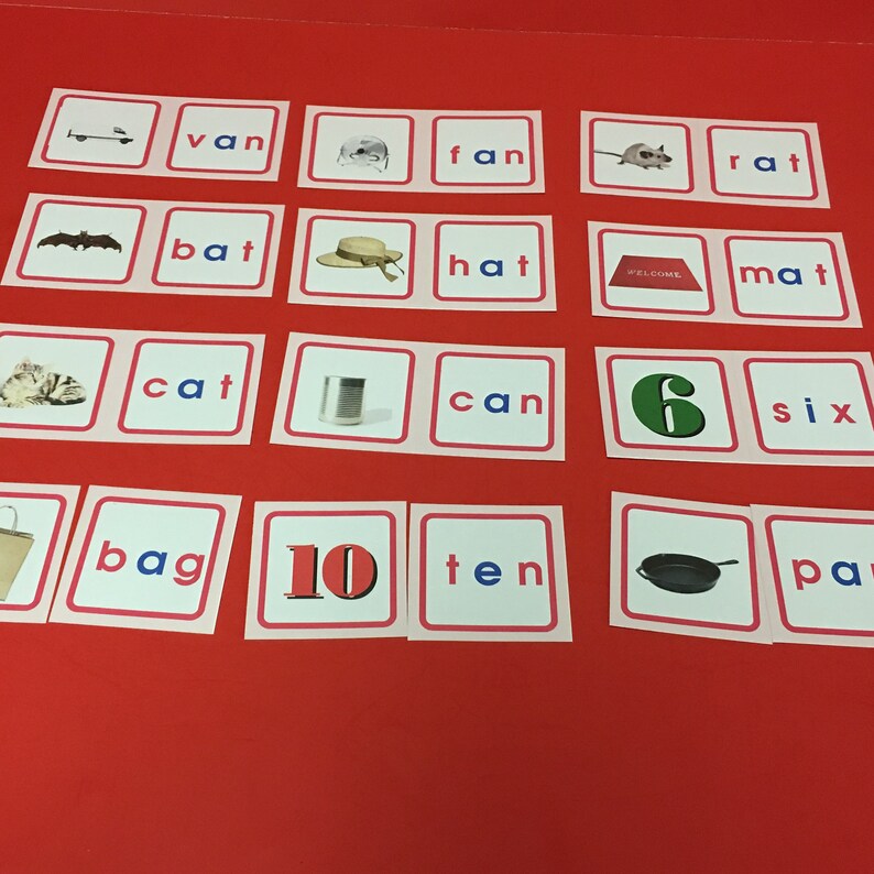 Pink Series Montessori CVC PICTURE & WORD Match Cards 120 | Etsy