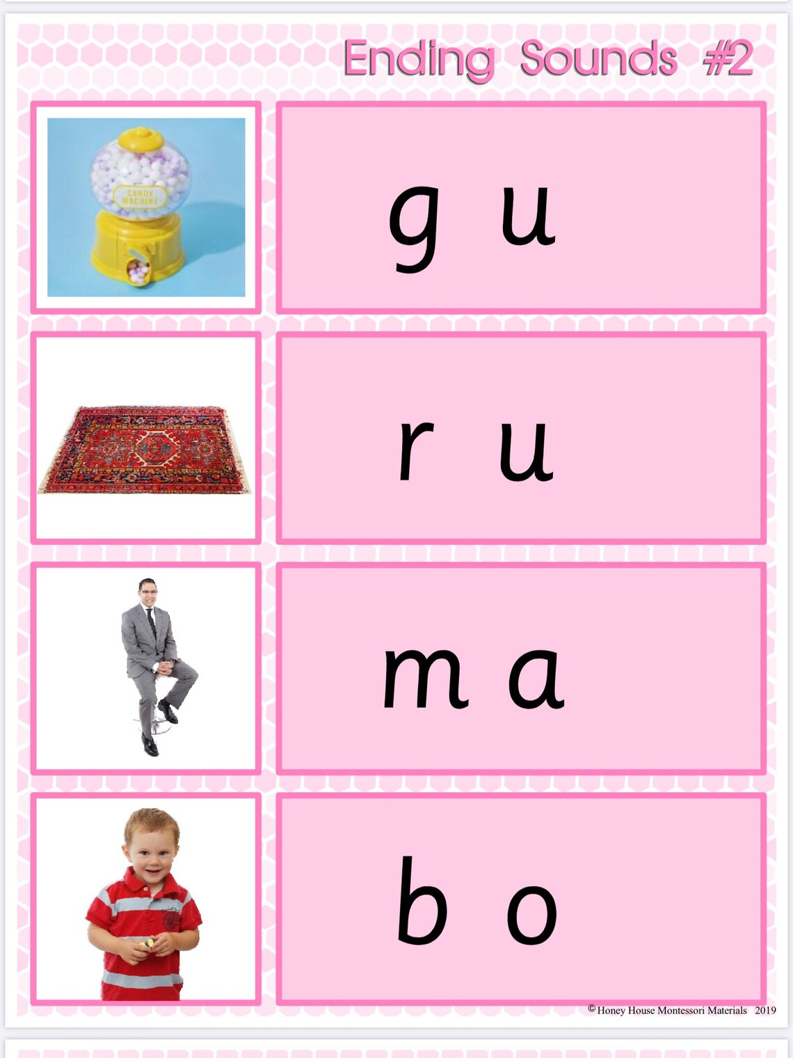 PINK SERIES | Montessori Activity - Ending Sounds | Educational ...