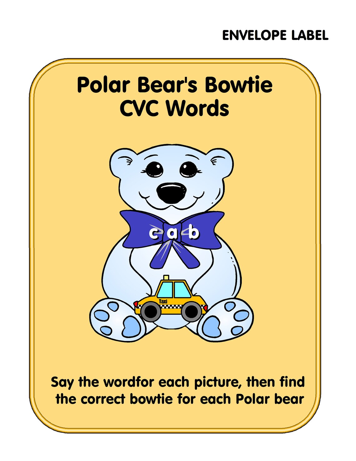 INSTANT DOWNLOAD Polar Bear's Bow Tie CVC Words - Etsy
