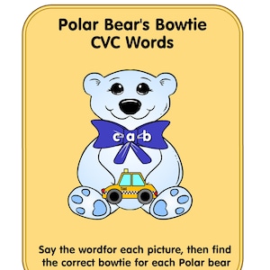 INSTANT DOWNLOAD - Polar Bear's Bow Tie - CVC Words - Activity Set for ...