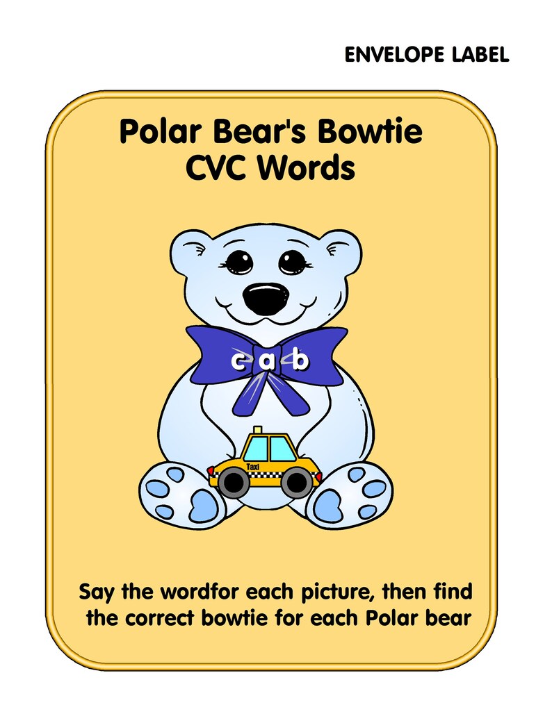 Polar Bear CVC Words Activity Set: Preschool Kindergarten (instant ...