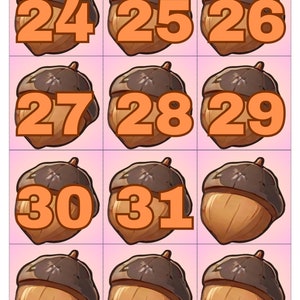 INSTANT DOWNLOAD - Acorns - Numbers 0-31 Pocket Chart Cards - CALENDAR ...