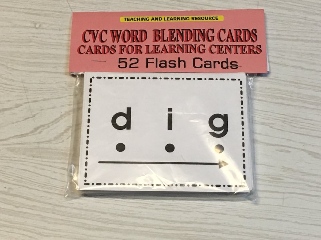 CVC Word Blending Cards - Cards for Learning Center - 52 Clothes Pin ...