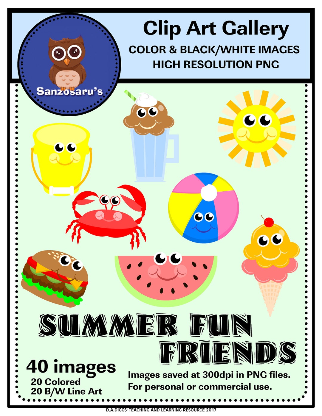 INSTANT DOWNLOAD - Summer Fun Friends Clipart {sanzosaru's} - Perfect ...