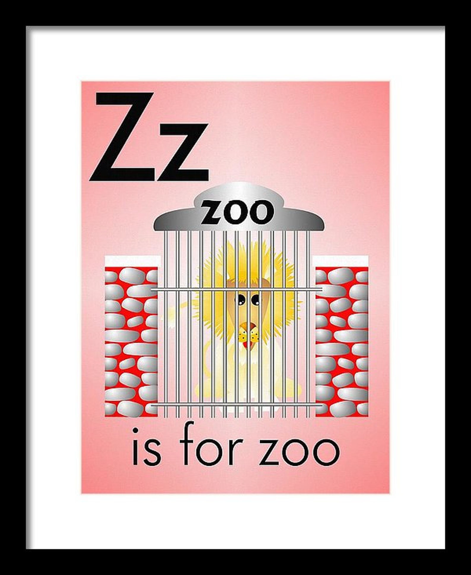 Z is for Zoo, Wall Flashcards, Nursery Print, Instant Download, Kids ...