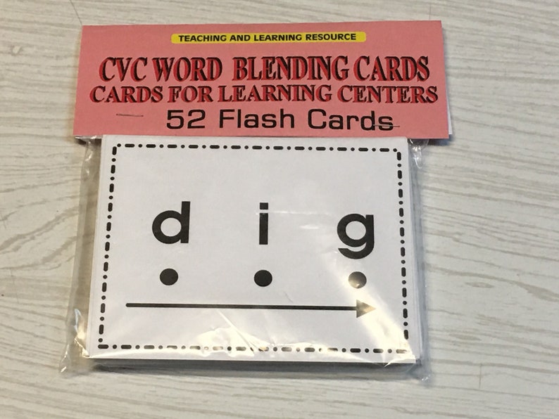 CVC Word Blending Cards - Cards for Learning Center - 52 Clothes Pin ...