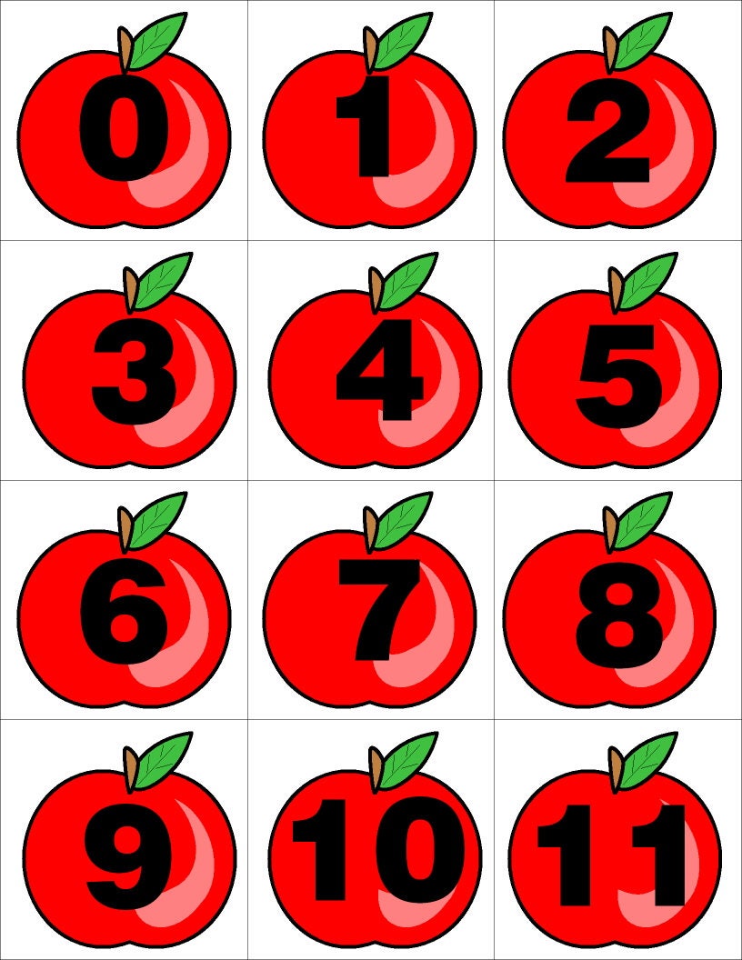 INSTANT DOWNLOAD - Apples - Numbers 0-31 Pocket Chart Cards Set for ...