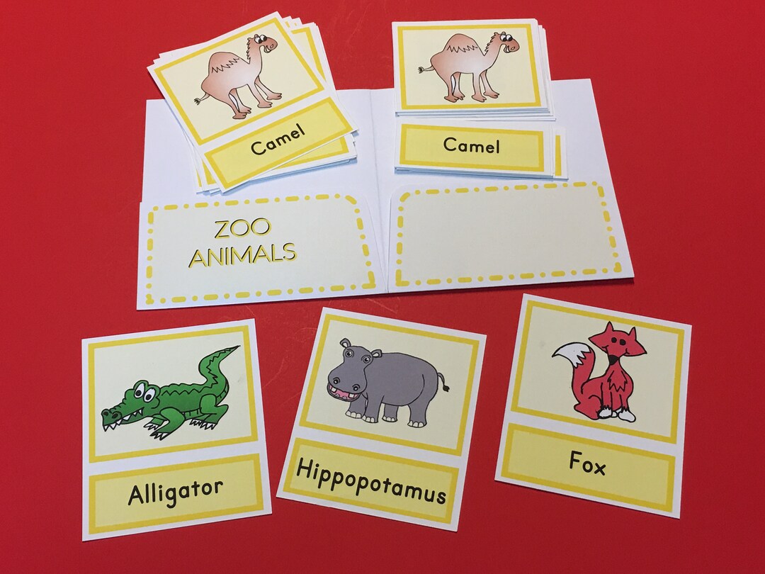INSTANT DOWNLOAD - Zoo Animals - Three Part Card Set and Folio - Pre ...