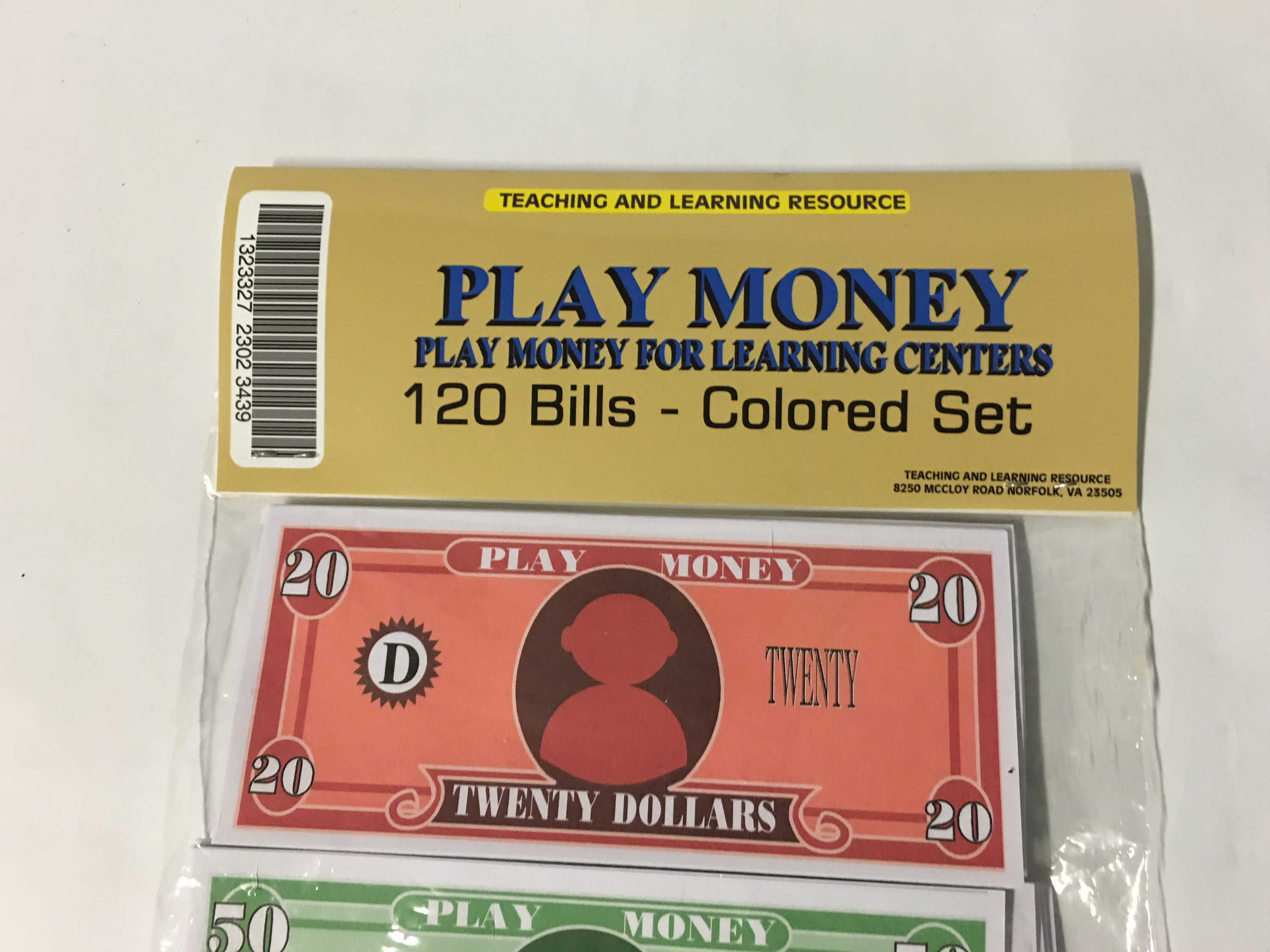 Play Money - Play Money for Learning Center - 120 Bills Colored Set ...