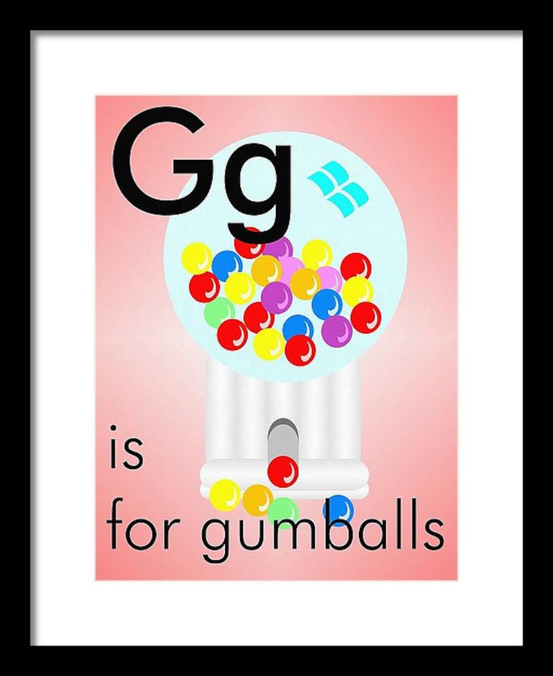 G is for Gumballs , Wall Flashcards, Nursery Print, Instant Download ...