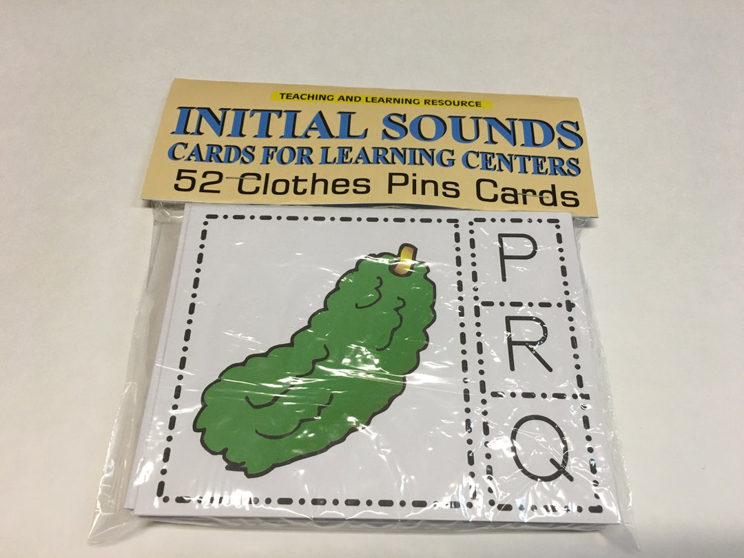Initial Sounds Cards: Learning Center Activity (52 Clothes Pin Cards ...