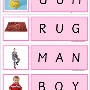 PINK SERIES | Montessori Activity - Pictures for Moveable Alphabet ...
