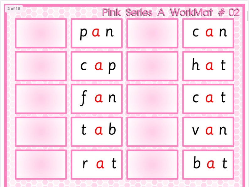 PINK SERIES | Montessori Activity - Vowel Work Mats Complete Set ...