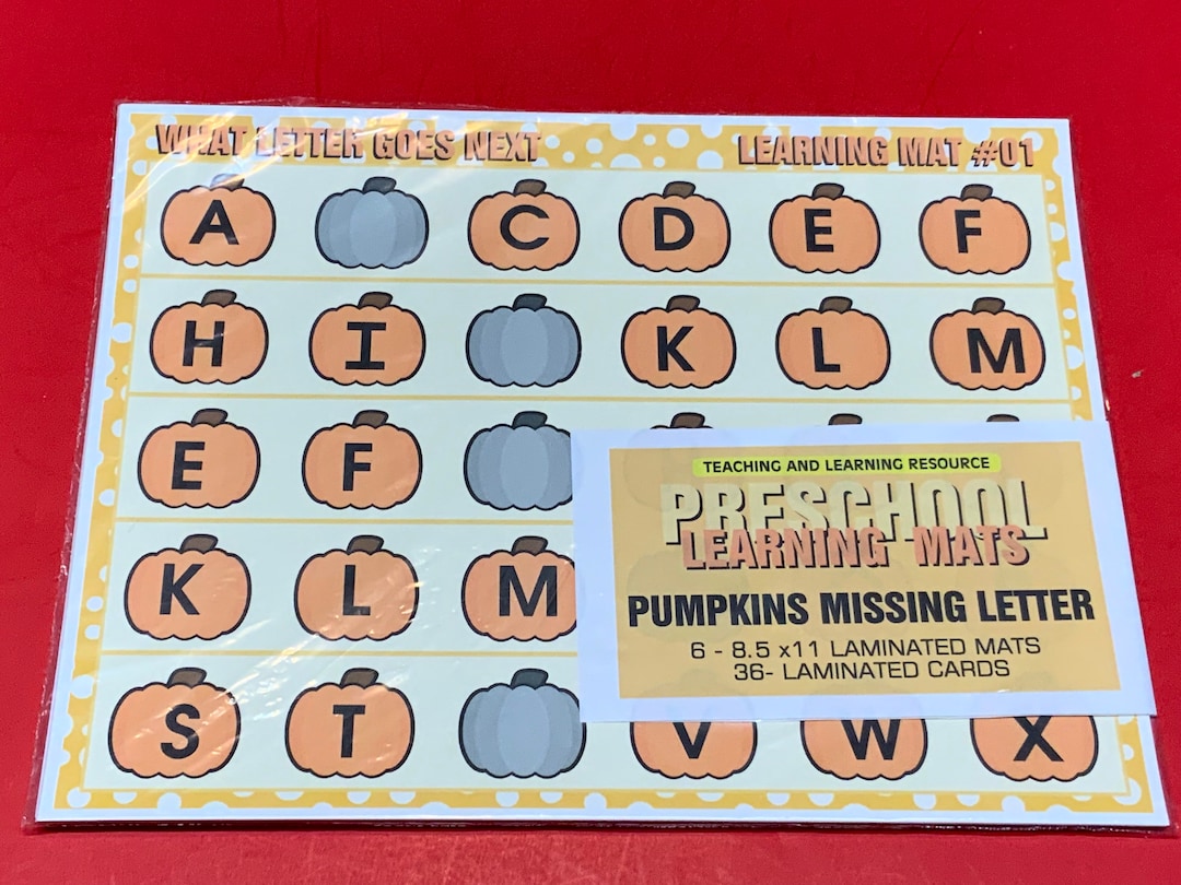 Pumpkin Missing Letters - Set of 6 Learning Mats /36 Cards - Laminated ...