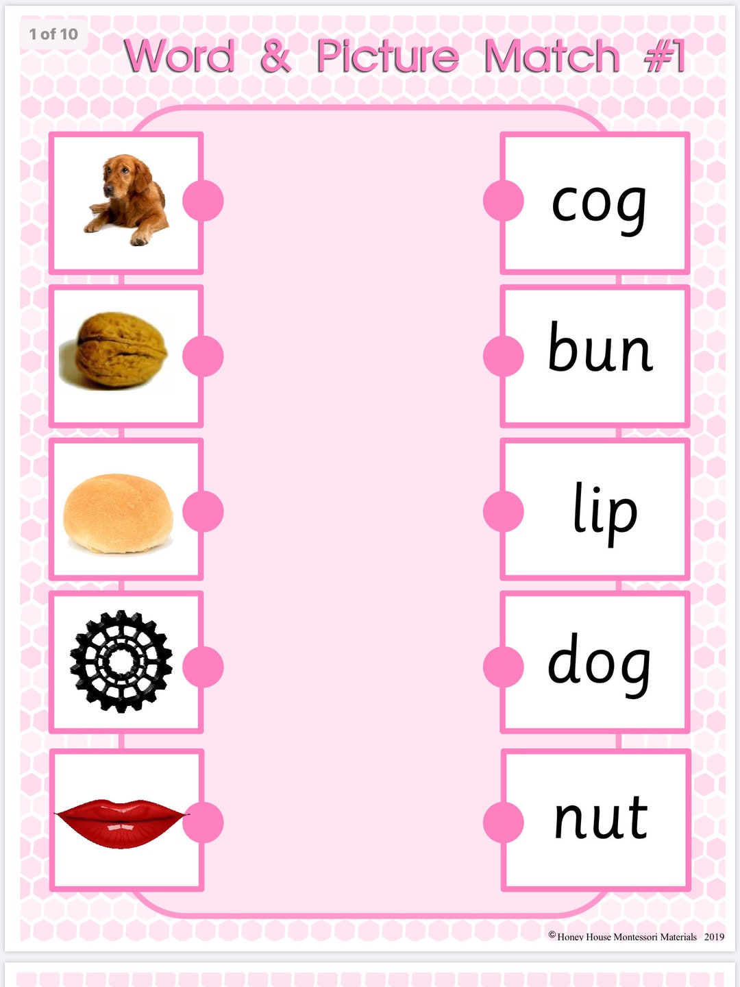 PINK SERIES | Montessori Activity - Word and Picture Match ...