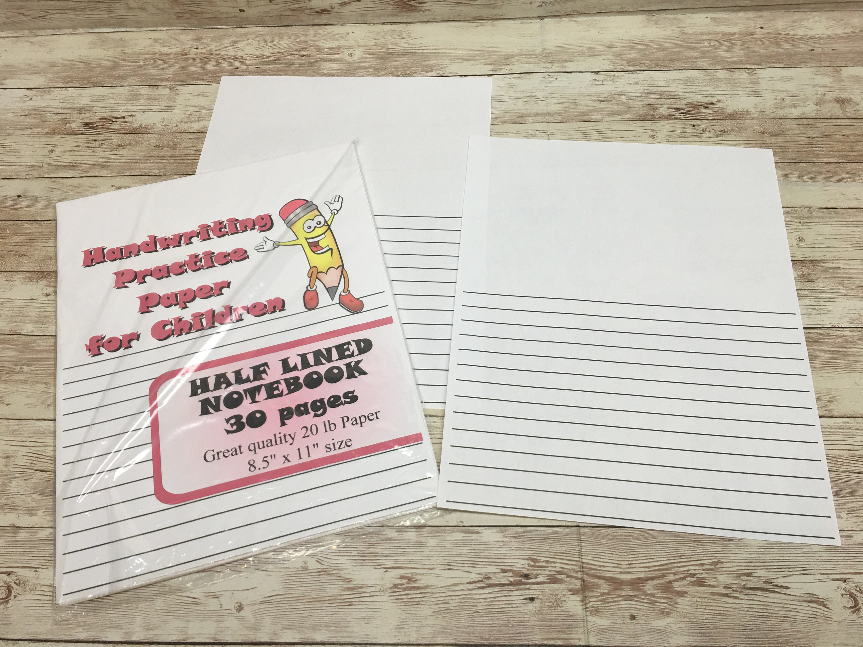 Half Lined Notebook - Handwriting Paper for Children - Etsy