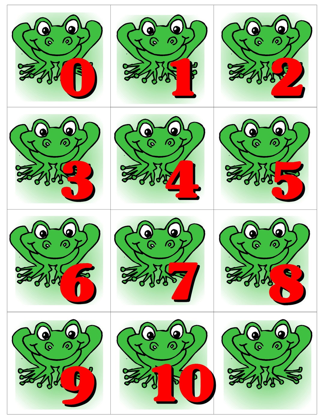 Frog Number Cards 0-10: Preschool Learning Activity (instant Download ...