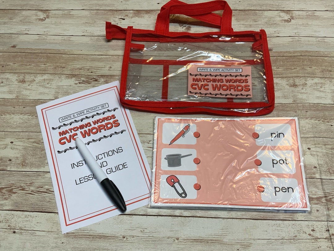 Write & Wipe Activity Set - Matching Words CVC Words - Etsy