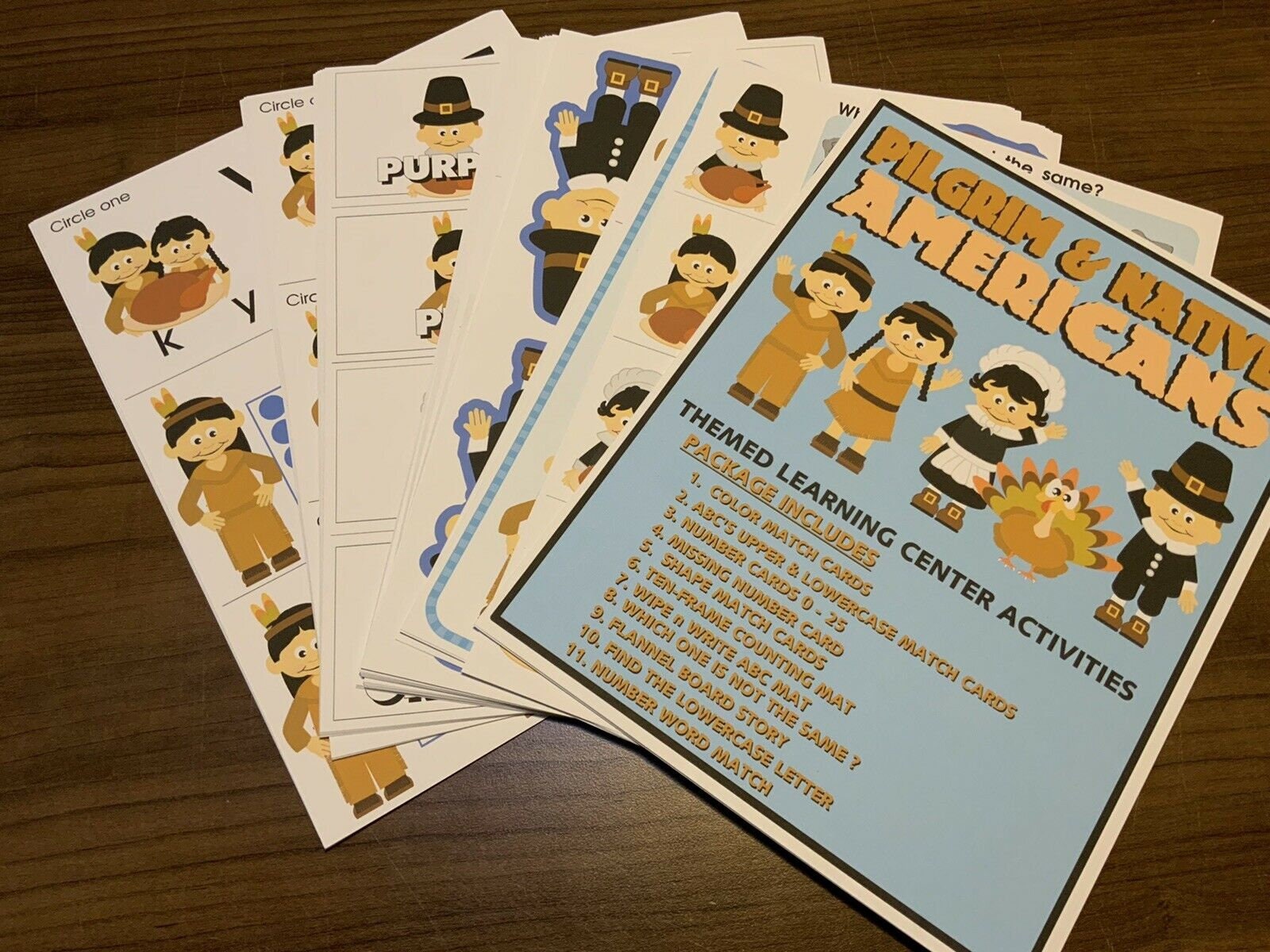 Pilgrims and Native Americans Themed Activities Package for Learning ...