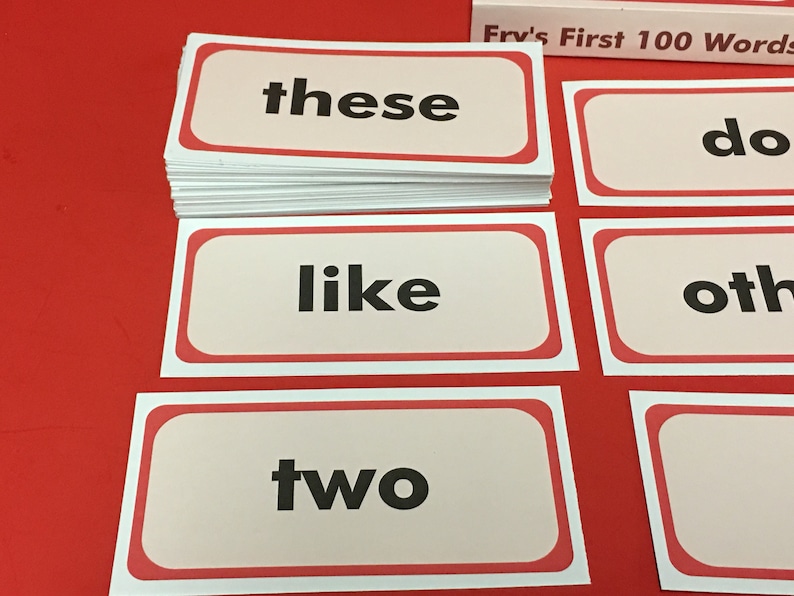 100 Flashcards - Fry”s Sight Words - 1st Hundred Words Flash Cards - Etsy