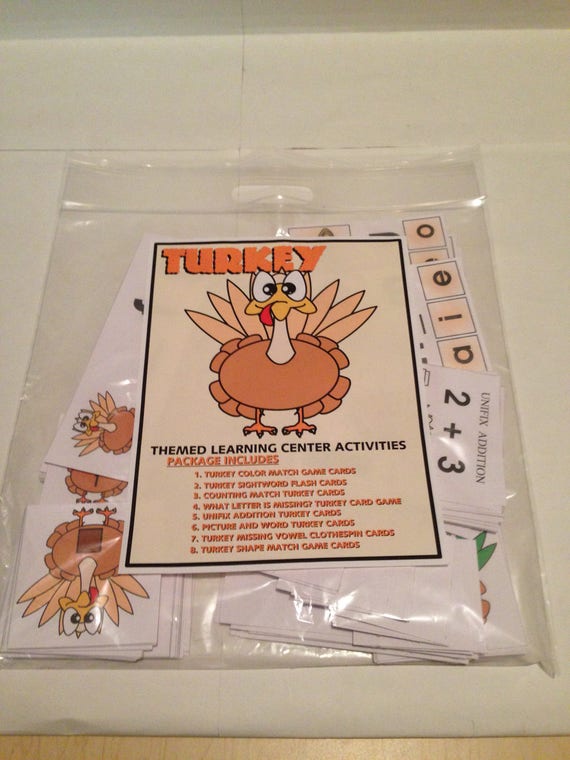 Turkeys Themed Activities Package for Learning Centers - Etsy