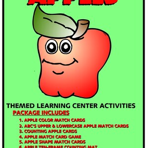INSTANT DOWNLOAD - Apples - Themed Activities Package for Learning ...