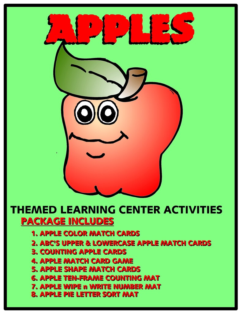 INSTANT DOWNLOAD Apples Themed Activities Package for - Etsy